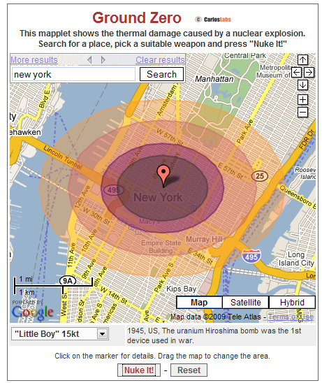 Ground Zero – Visualization of a nuclear catastrophe on Google Maps